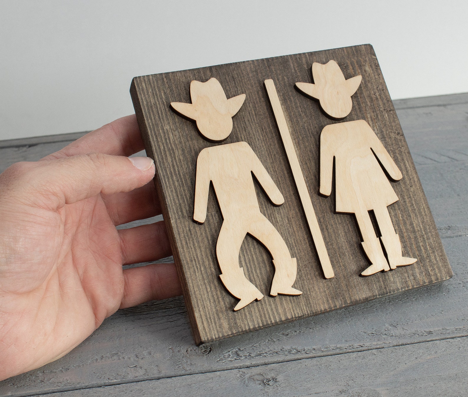 Restroom Door Sign Cowboy & Cowgirl Toilet Door Sign Cabin - Etsy