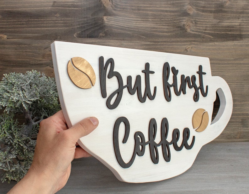 Wooden Coffee Bar Sign but First Coffee Wall Decor Wood - Etsy