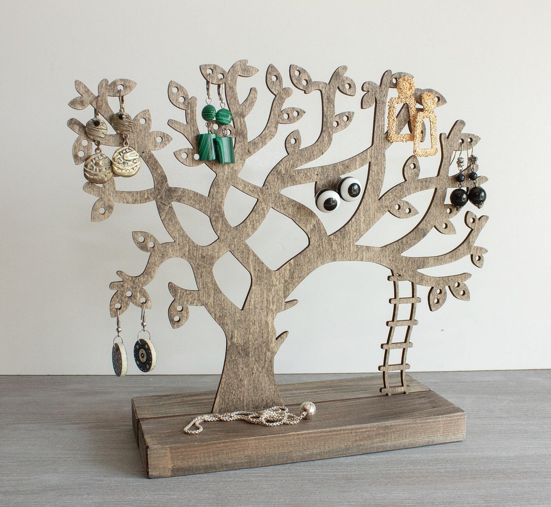 Wood Jewelry Tree Stand/ Earring Holder / Earring Organizer / Wooden ...