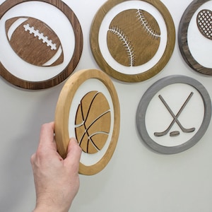 Wood Sport Signs, Wooden Sports Kids Bedroom Decor, Wooden Frame ...