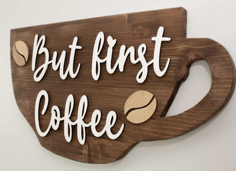 Wooden Coffee Bar Sign, but First Coffee, Wall Decor, Wood Sign ...