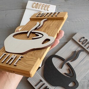 Wooden Coffee Bar Sign, Coffee Time, Coffee Cup, Wall Decor, Wood Sign ...