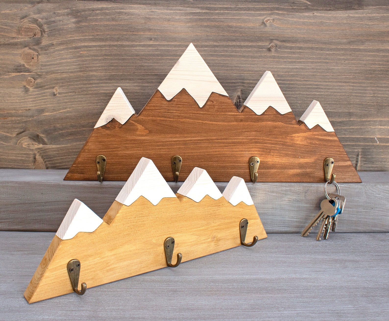 Wooden Mountain Range Key Holder Wall Coat Rack Hats Holder - Etsy