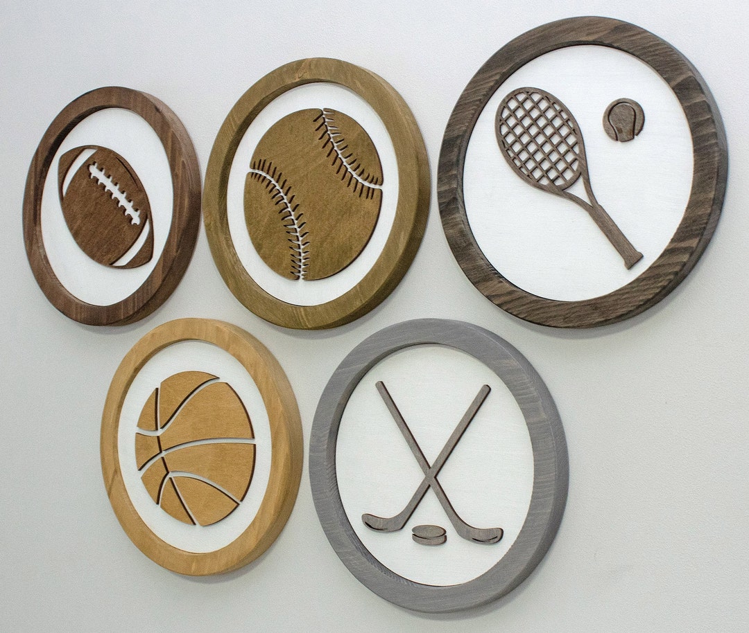 Wood Sport Signs, Wooden Sports Kids Bedroom Decor, Wooden Frame ...