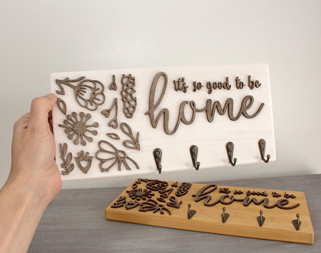 Wooden Key Holder, Home Key Rack, Handmade Wall Key Holder, Key Hanger ...