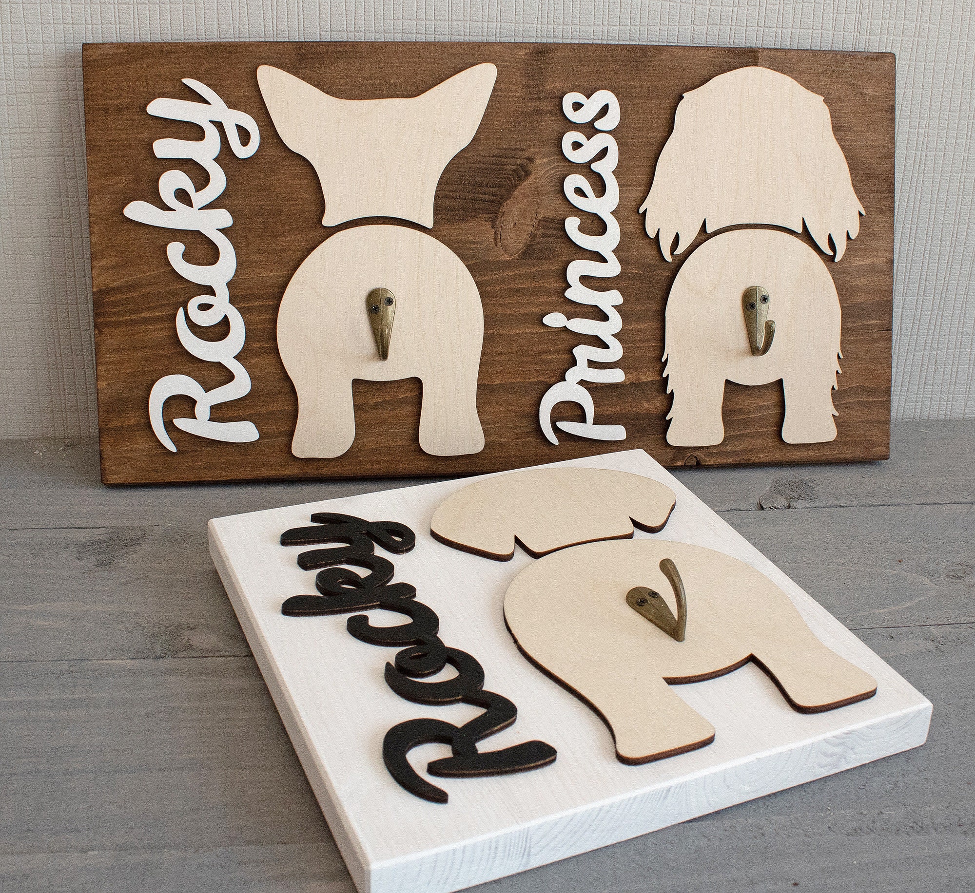 Dog Butt Leash Holder, Wooden Dog Leash Storage, Personalized Handmade ...