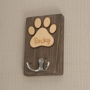 Personalised Dog Lead Holder, Wooden Dog Leash Hanger, Handmade Dog ...