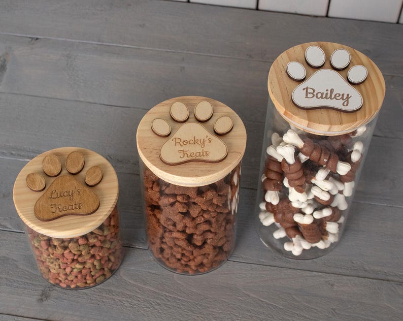 Personalised Dog Treat Jar, Pet Treat Glass Storage Jars, Engraved ...