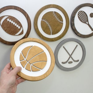 Wood Sport Signs, Wooden Sports Kids Bedroom Decor, Wooden Frame ...