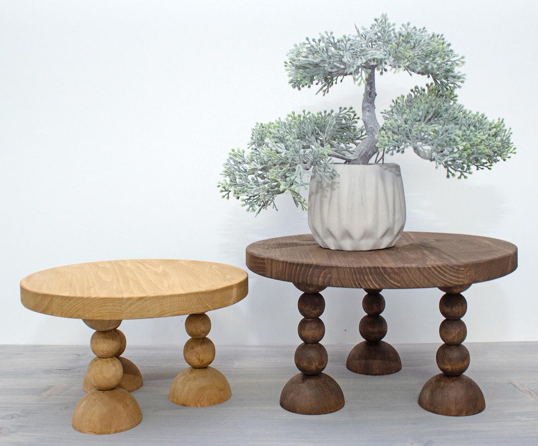 Big Round Wood Stand / Tiered Tray Riser / Farmhouse Riser / Mug Vas ...