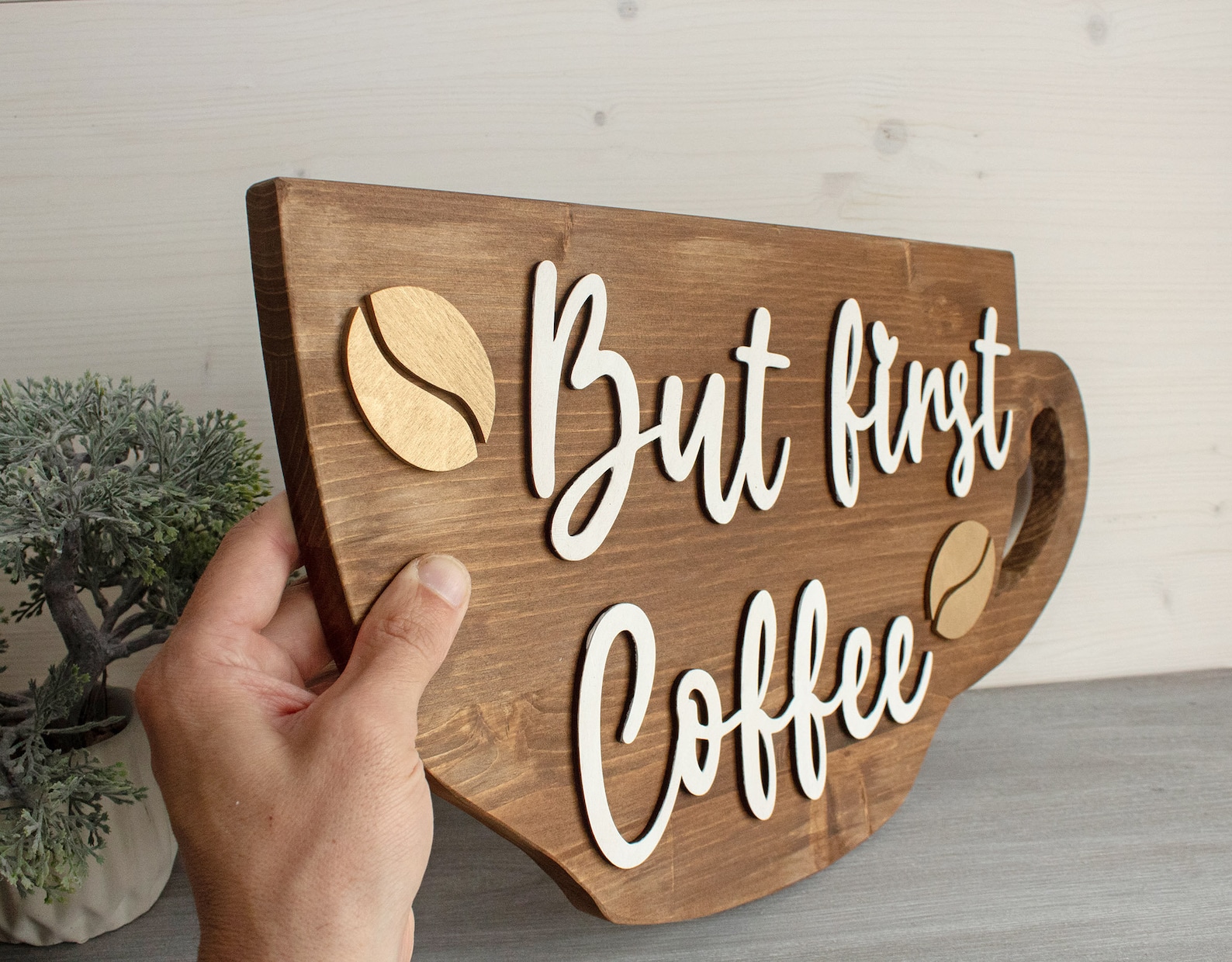 Wooden Coffee Bar Sign, but First Coffee, Wall Decor, Wood Sign ...