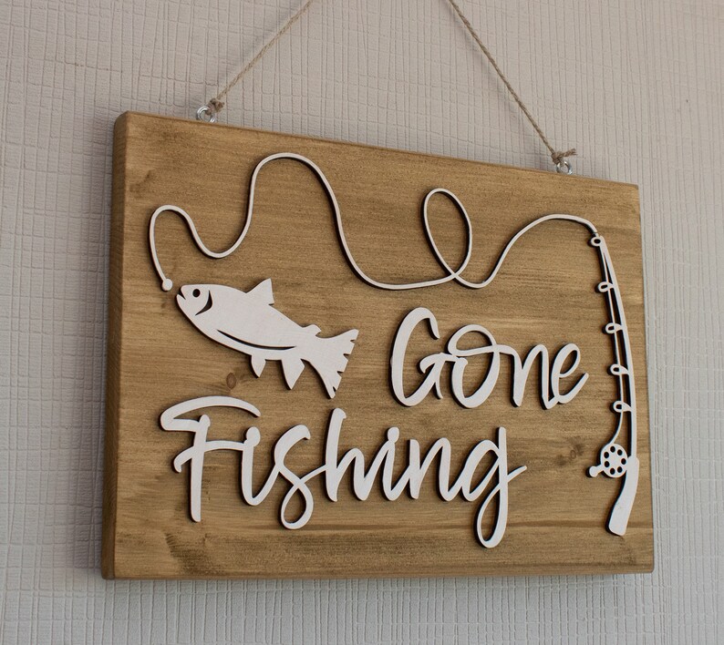 Gone Fishing Sign Wood Sign Fishing Love Fishing Decor - Etsy