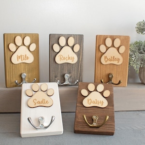 Personalised Dog Lead Holder, Wooden Dog Leash Hanger, Handmade Dog ...