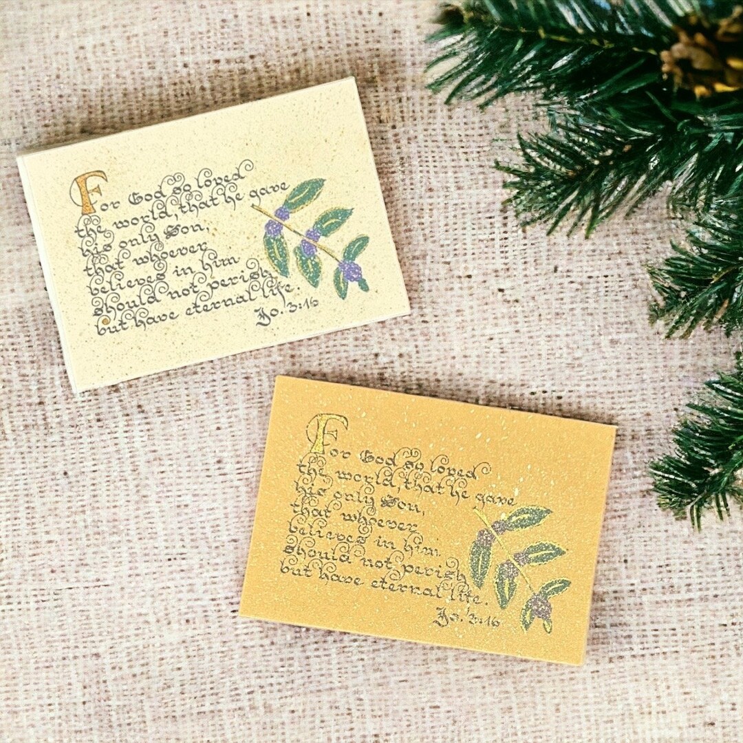 Vintage-style Bible Verse Christmas Card John 3:16 With Calligraphy ...