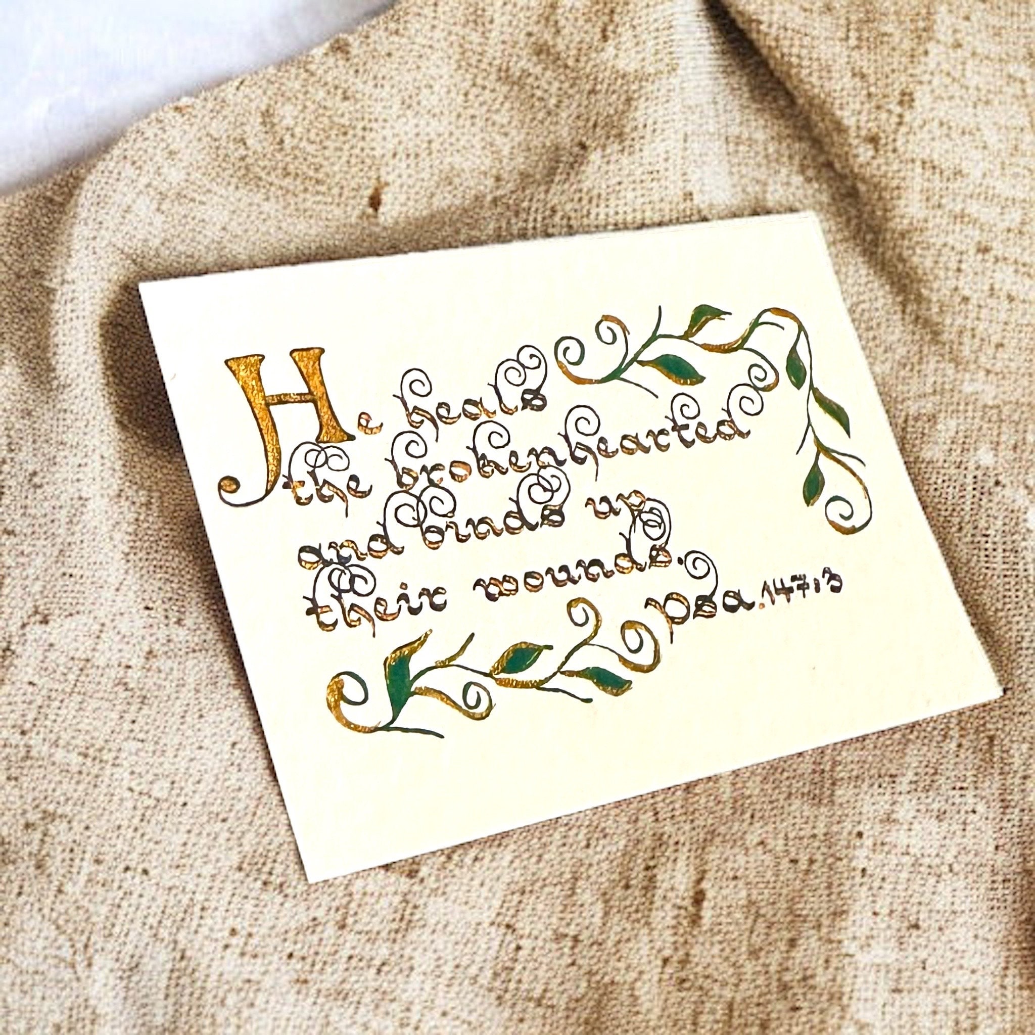 He Heals the Brokenhearted Psalm 147:3 Calligraphy Scripture Art Hand ...