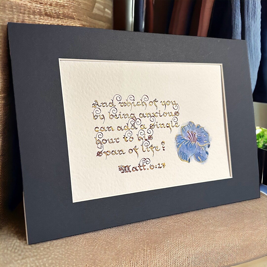 Matthew 6:27 Original Calligraphy Art Christian Encouragement Gift Hand ...
