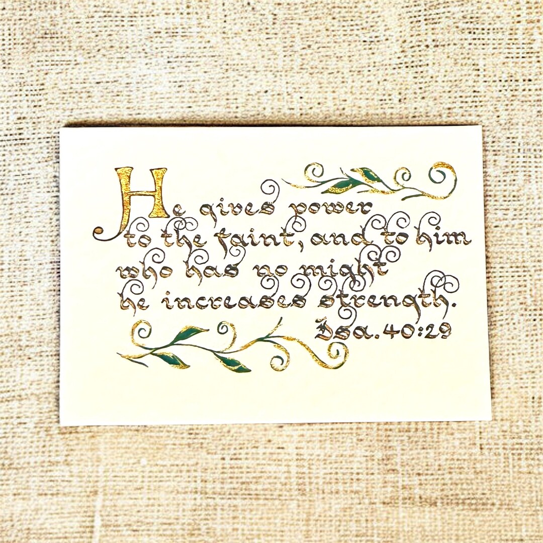 Isaiah 40:29 Bible Verse Calligraphy Art Print – Christian ...