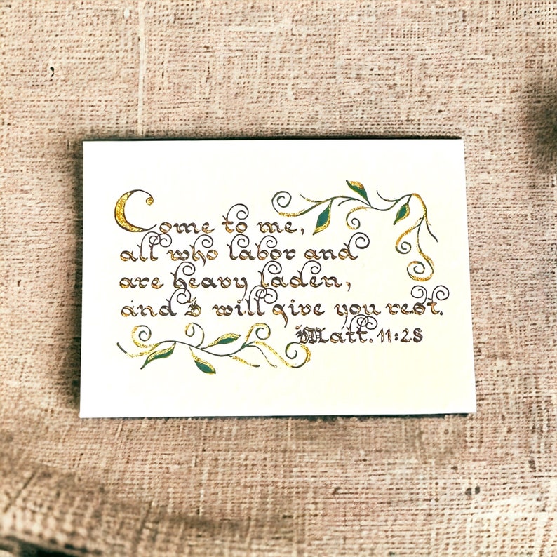 Matthew 11:28 Calligraphy Art Print – Christian Encouragement Gift ...
