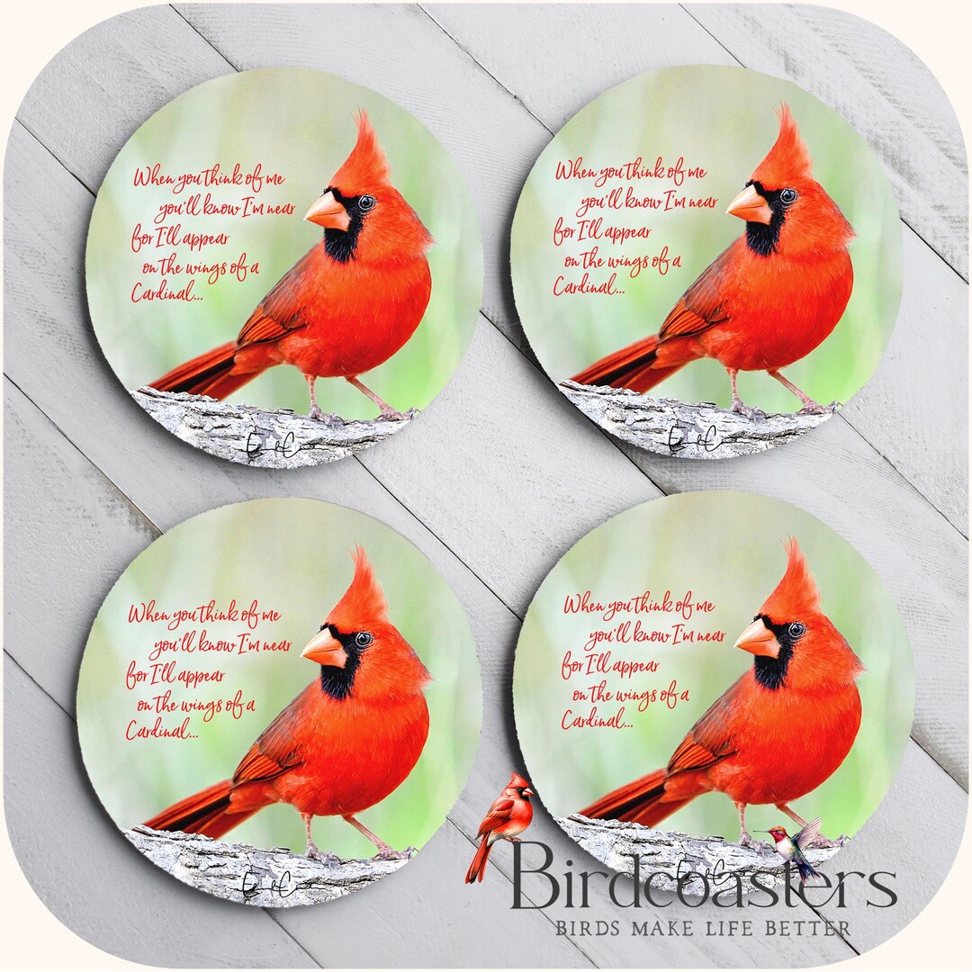 Cardinal With Poem Sandstone Coaster Set of 4 - Original Nature ...
