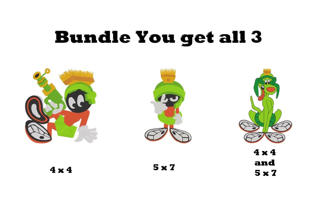 Marvin the Martian BUNDLE Embroidery Machine Digital Design Download - Etsy