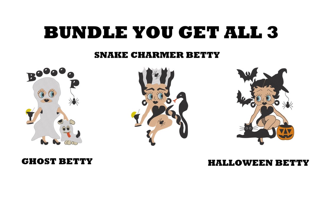 Betty Boop Bundle Halloween, Snake Charmer, Ghost Embroidery Design ...