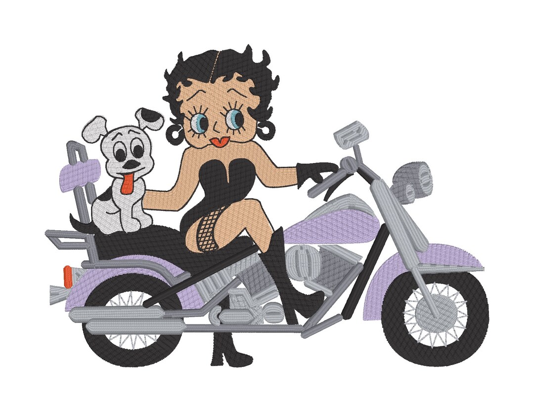 Betty Boop on Motorcycle Embroidery Machine Design Digital Download for ...