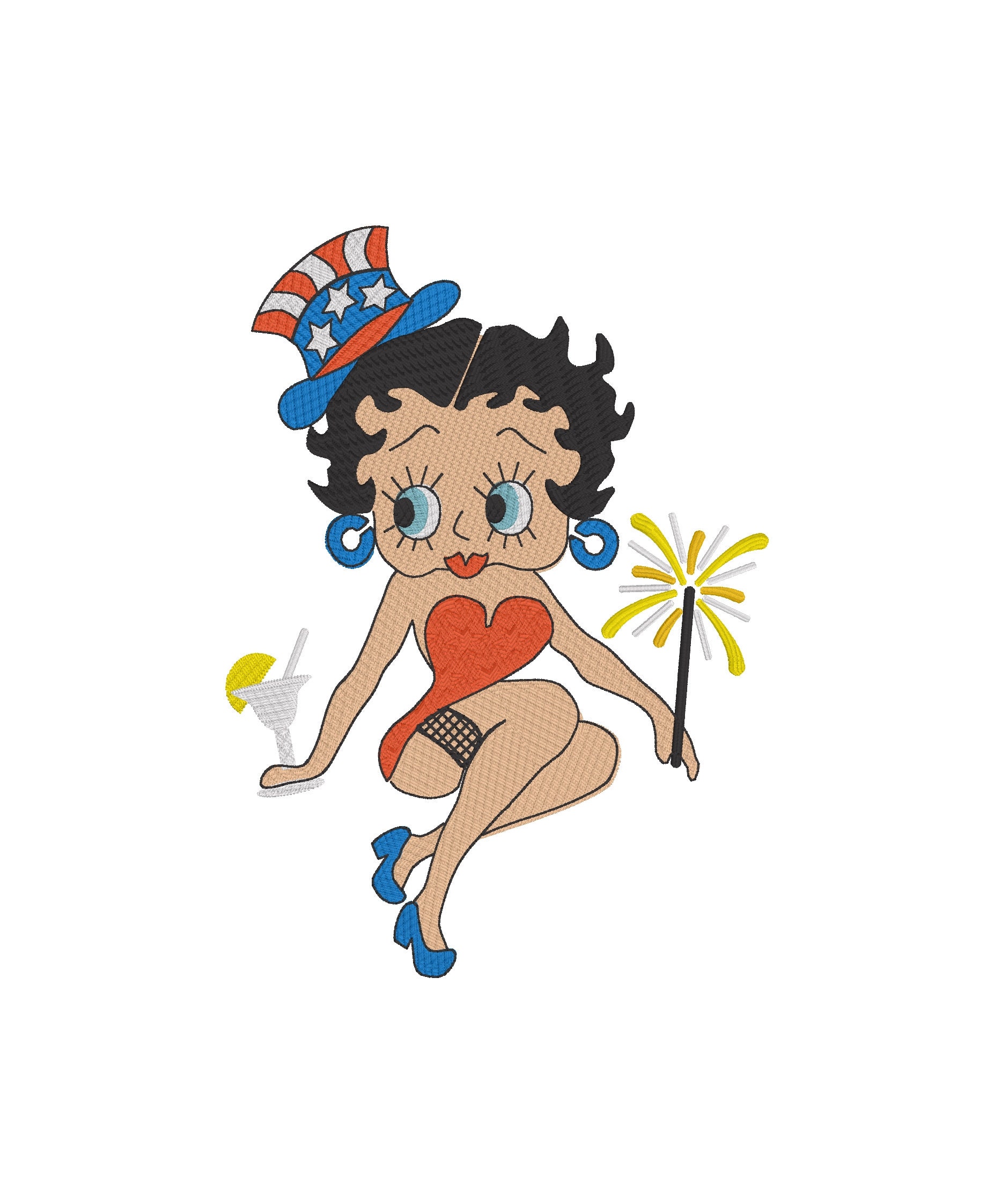 Betty Boop Red White Blue Embroidery Machine Digital Designs Download ...