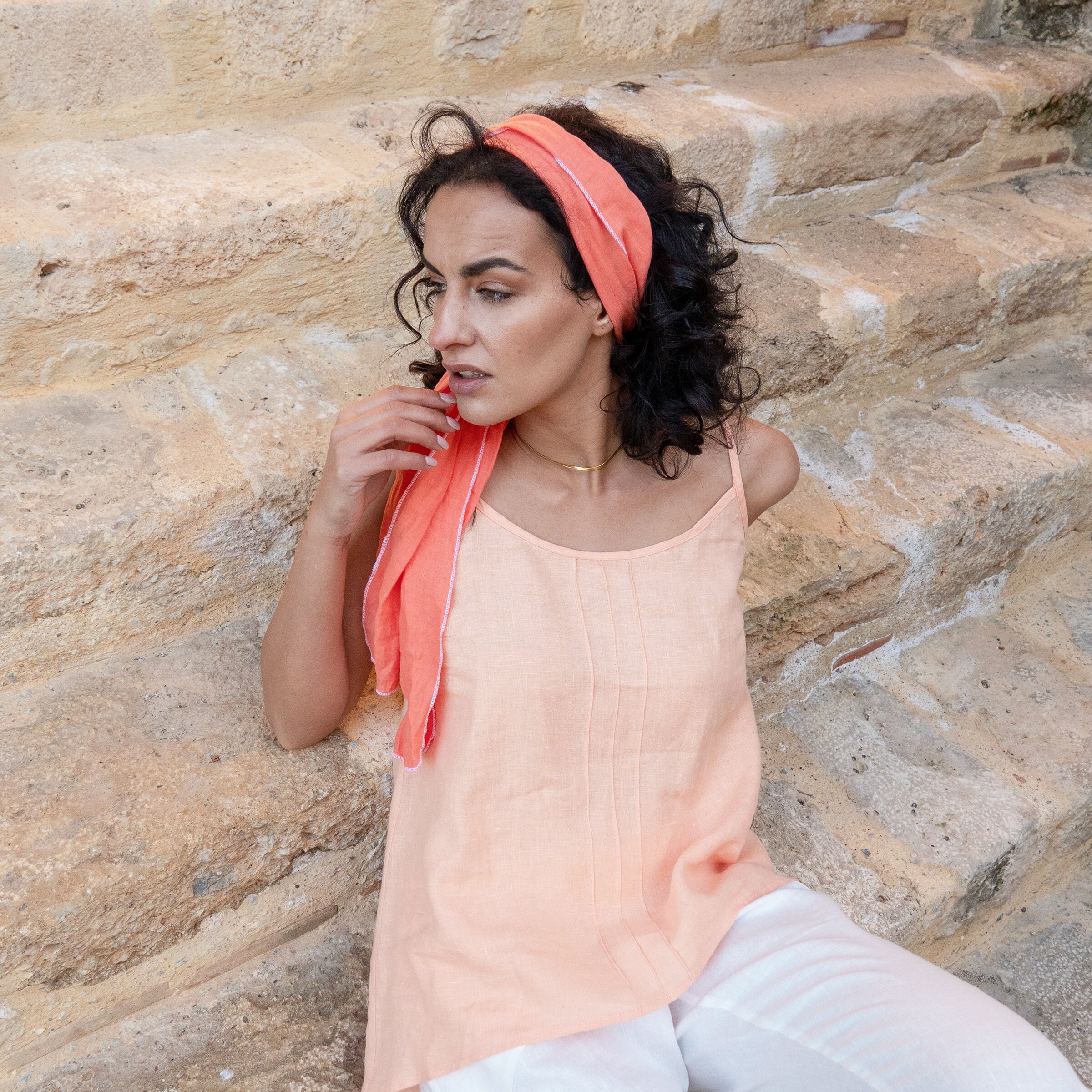 White Linen Headband Hair Scarf Womens Head Scarfs White Hair - Etsy