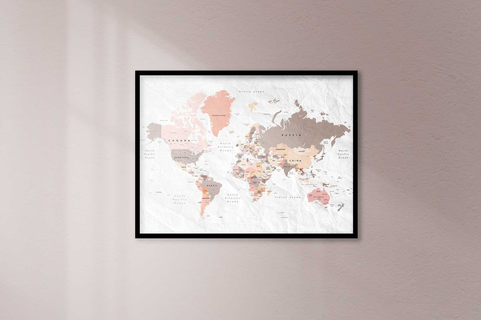 Printable World Map, Wall Art, Home Decor, Large Digital Download ...