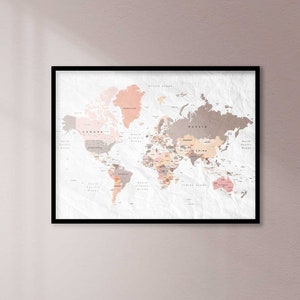 Printable World Map, Wall Art, Home Decor, Large Digital Download ...