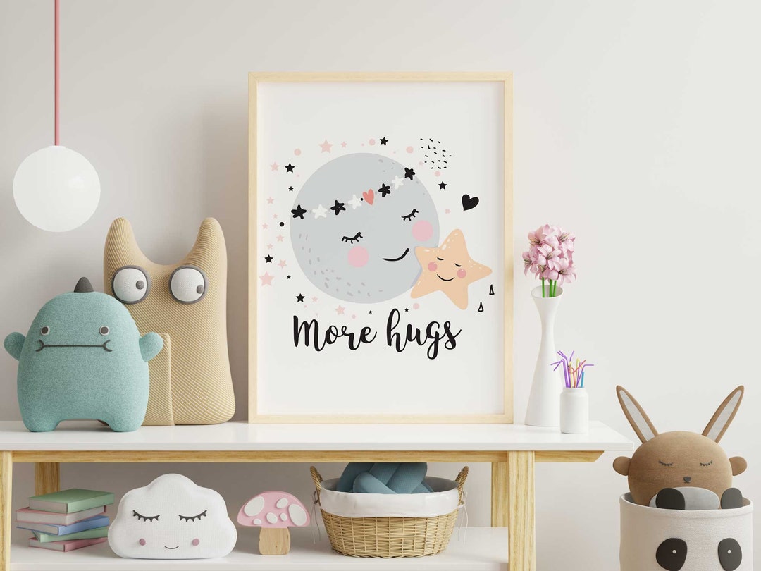 More Hugs, Moon Star, Wall Art, Printable, Home Decor, Large Digital ...