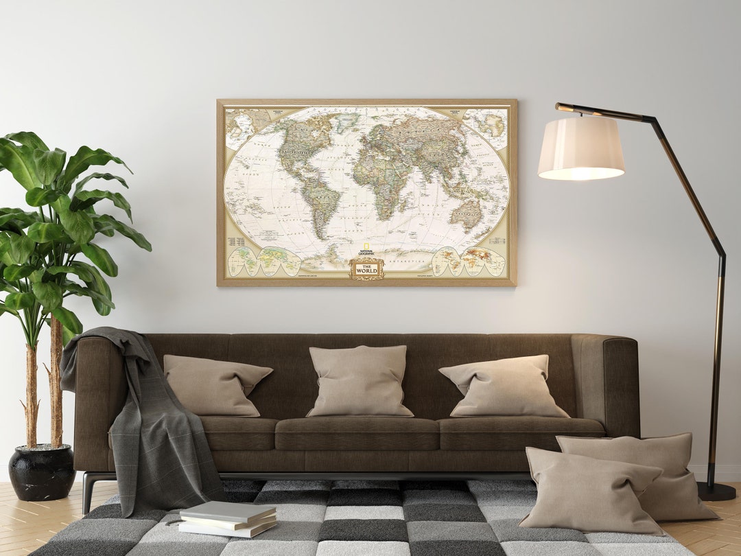 World Map, Geography, Wall Art, Home Decor, Large Digital Download ...