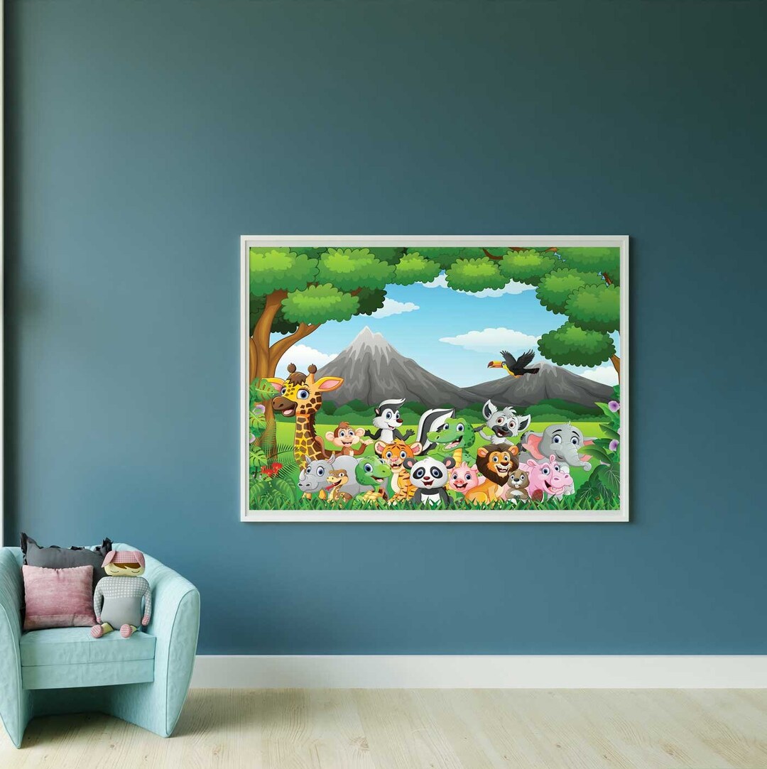 Printable Cartoon Animals, Wall Art, Home Decor, Large Digital Download ...