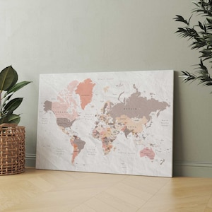 Printable World Map, Wall Art, Home Decor, Large Digital Download ...