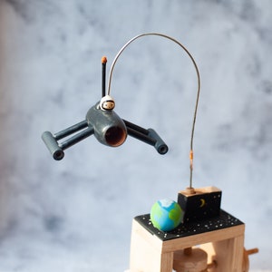 Wooden Spaceship Automate Handcrafted. Kinetic Sculpture, Automaton ...
