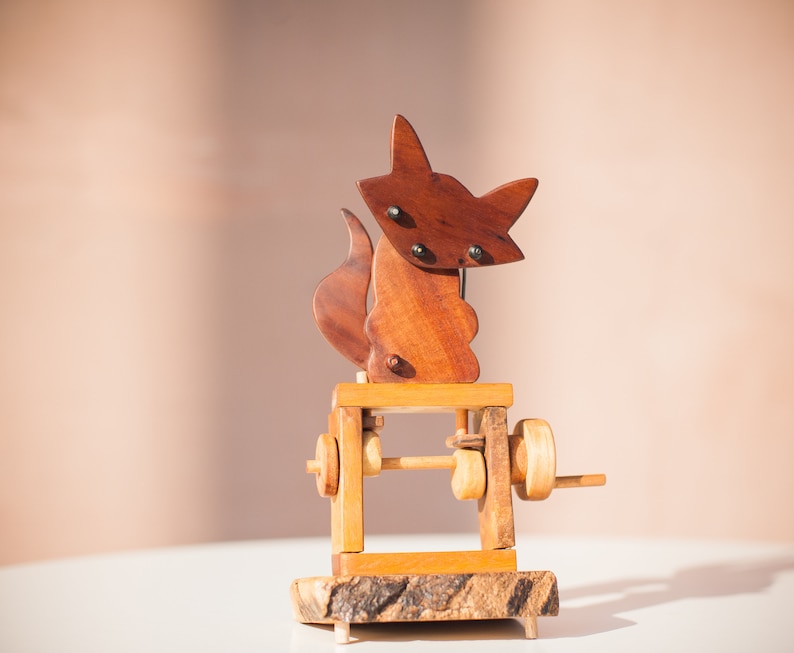 Wooden cat automata cat collection hand crafted automata | Etsy