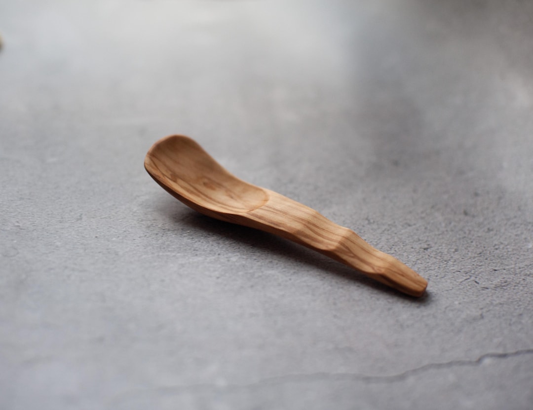 Compact Wooden Pocket Spoon Hand Carved. Olive Wood Small Eating Spoon ...