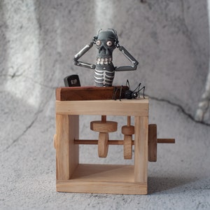 Wooden Skeleton Automate Hand Crafted Kinetic Sculpture. Automaton ...