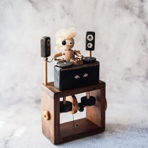 Wooden DJ Automate Handcrafted. Kinetic Sculpture Automaton - Etsy