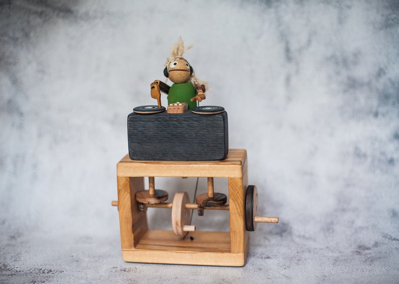 Wooden DJ Automate Handcrafted. Kinetic Sculpture Automaton - Etsy