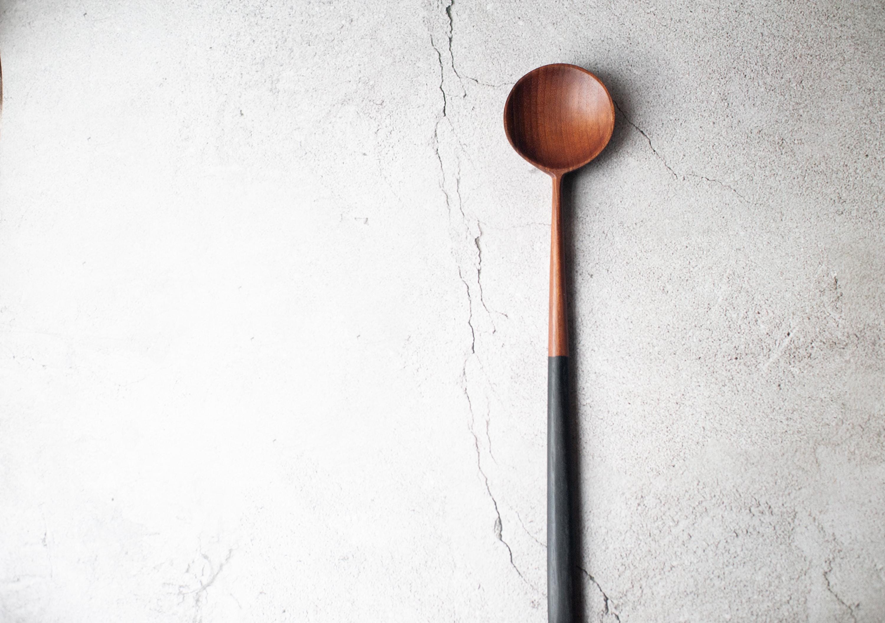 Long Handle Round Wooden Spoon Hand Carved, Round Coffee Scoop, Walnut ...