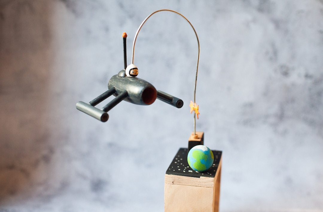 Wooden Spaceship Automate Handcrafted. Kinetic Sculpture, Automaton ...