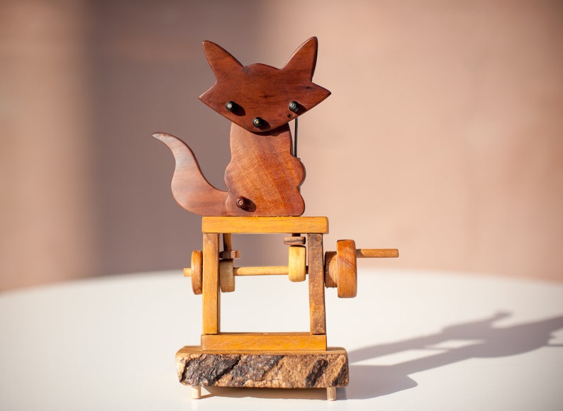 Wooden cat automata cat collection hand crafted automata | Etsy