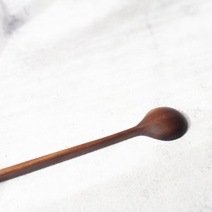 Walnut Wooden Spoon Hand Carved. Long Handle Round Spoon. Eating ...