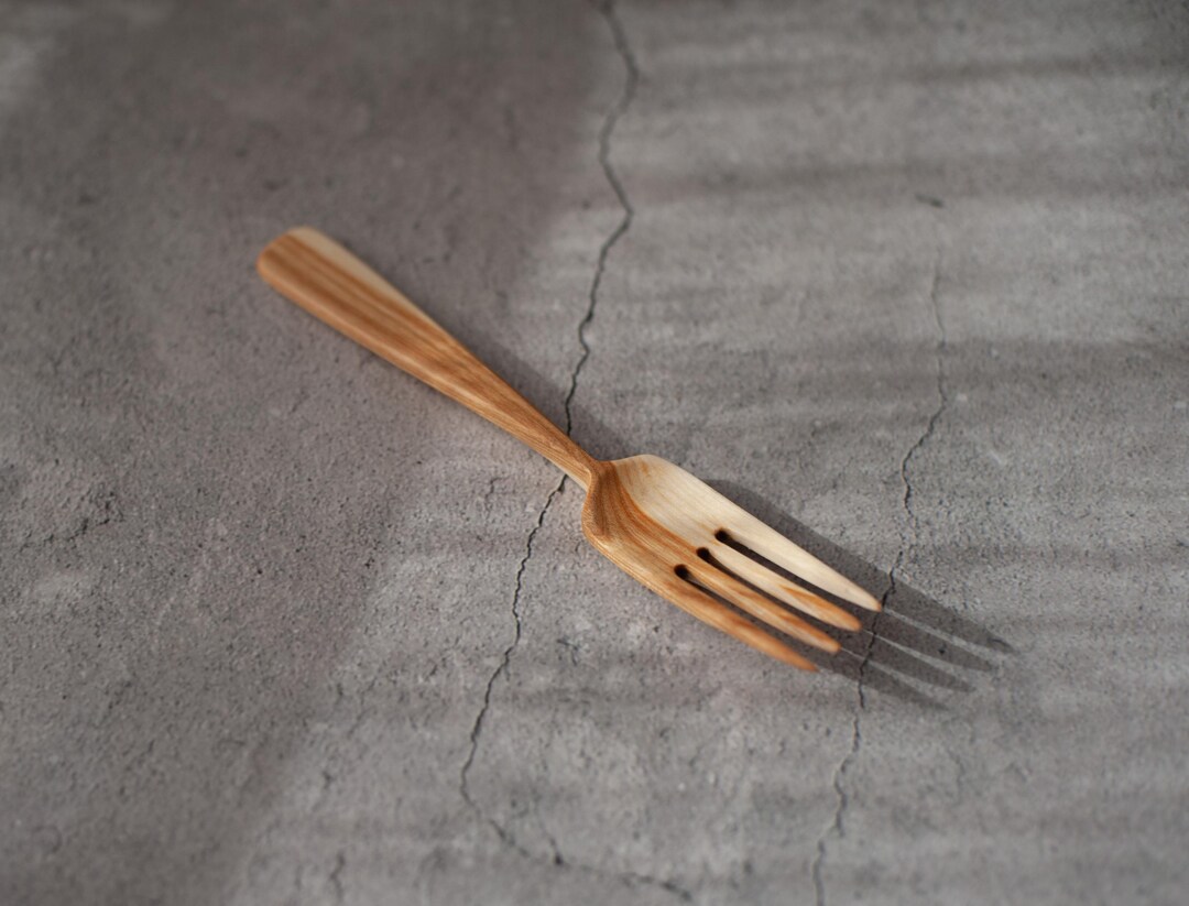 Hand Carved Wooden Fork. Wild Cherry Wood. Original Gift for Foodie ...