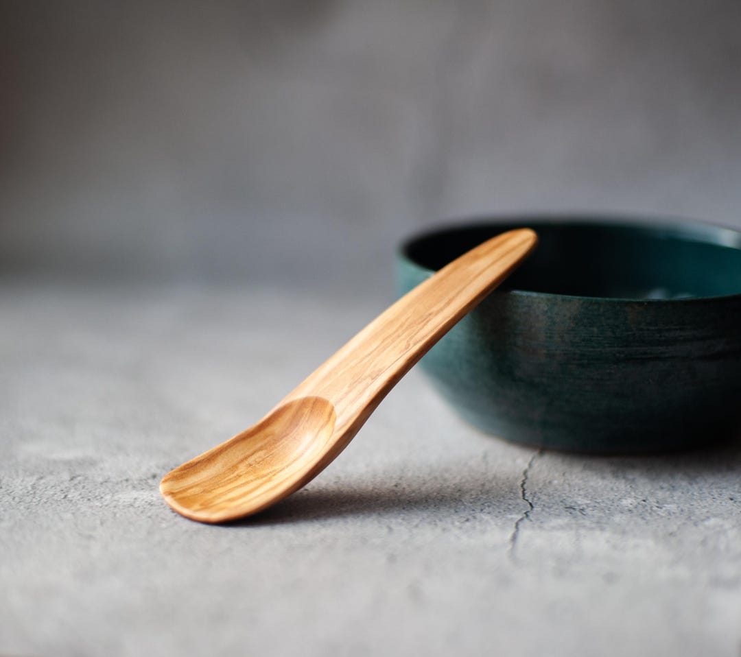 Compact Wooden Pocket Spoon Hand Carved. Olive Wood Small Eating Spoon ...
