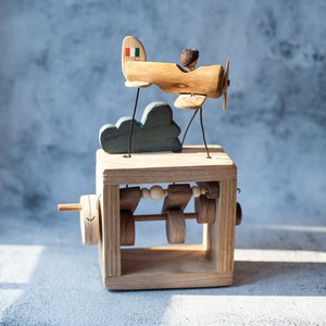 Wooden Airplane Automate Handcrafted. Kinetic Sculpture, Automaton Handmade Wood. Original Gift ...