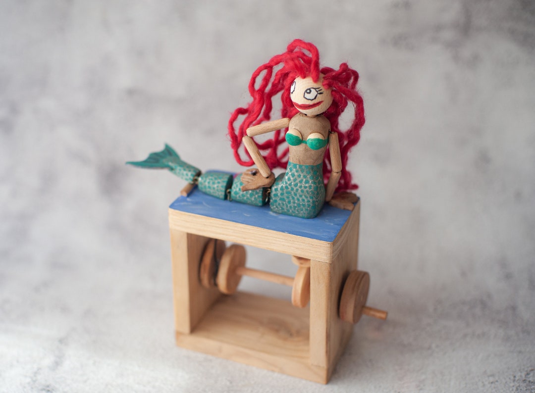 Wooden Mermaid Automate Handcrafted Kinetic Sculpture Automaton ...