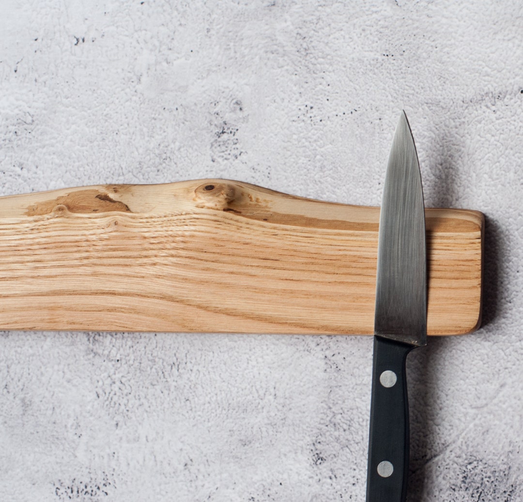 Magnetic Knife Holder. Wooden Live Edge Knife Rack. Wall or Fridge ...