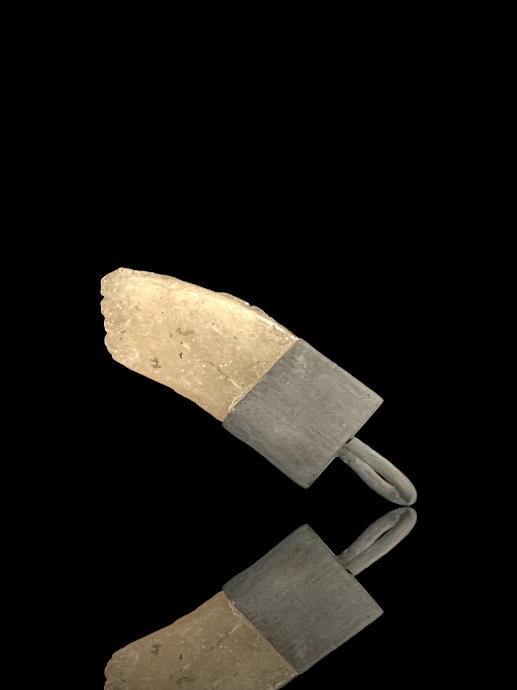 Flat and Long Libyan Desert Glass Oxidized Silver Pendant - Etsy